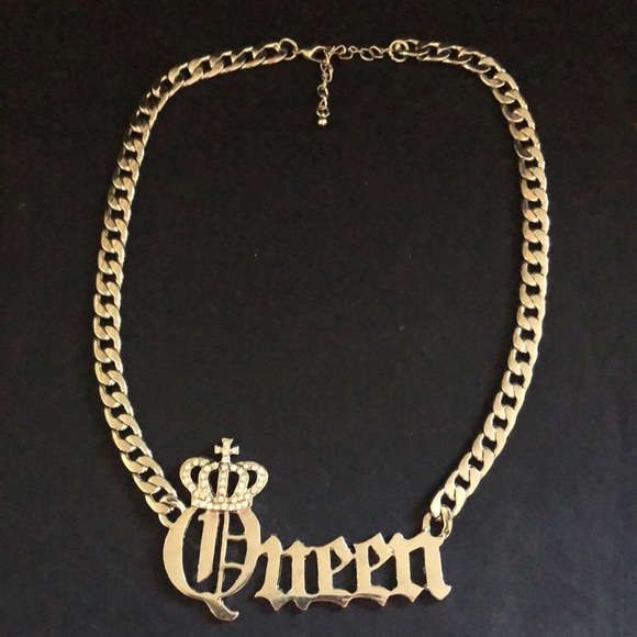 Jewelry | Queen Pendant Crystalstone Crown Silvertone Chain Necklace ...